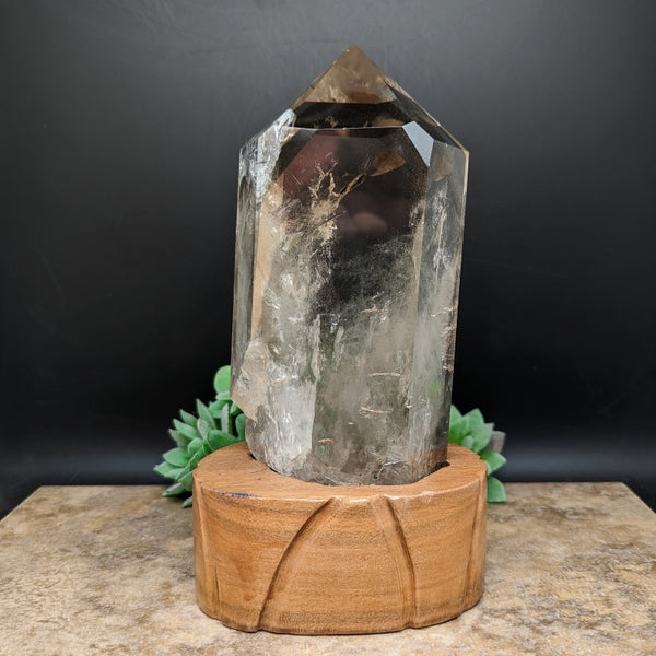 Quartz Crystal in Wood Stand~CRQCWS10 – EarthSpeak